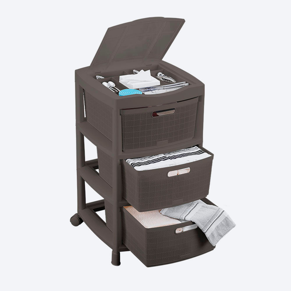 Gavetero Fique - 3 Gavetas y Tapa Organizadora - Rimax